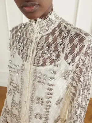 Costarellos Lilou Embellished Lace Shirt