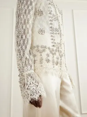 Costarellos Lilou Embellished Lace Shirt