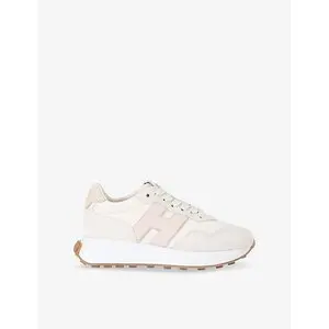 Hogan H641 Low-top Leather Trainers With Embroidered Logo - Pink Comb