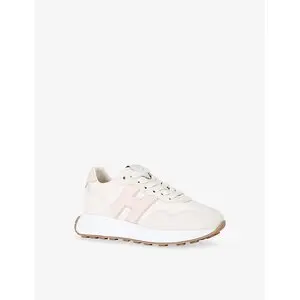Hogan H641 Low-top Leather Trainers With Embroidered Logo - Pink Comb