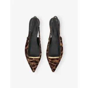 TOD'S Leopard-print Calf Hair Slingback Flats