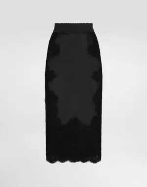 Dolce & Gabbana Satin Midi Skirt Skirts - Black
