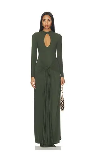 Naked Wardrobe Keyhole Drape Tie Maxi Dress