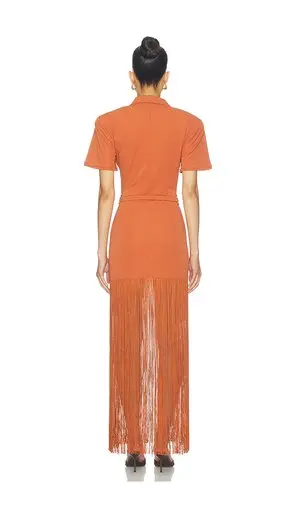 ROWEN ROSE Polo Maxi Dress With Fringe Hem