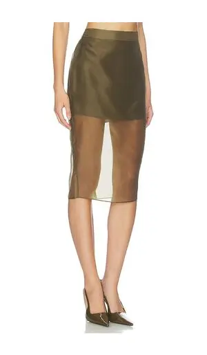 SEROYA Elda Silk Midi Skirt In . Also