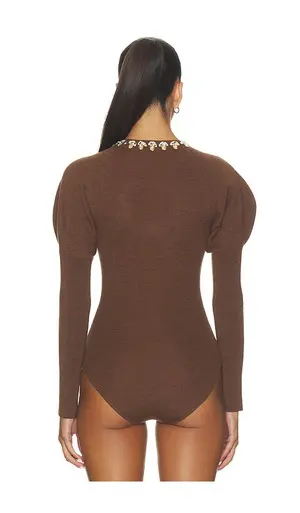 Ulla Johnson Imara Wool Bodysuit With Embellishments In . Also
