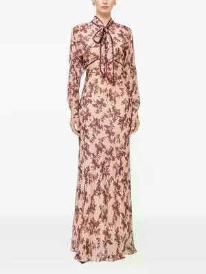 NISSA Silk And Viscose Floral Maxi Dress