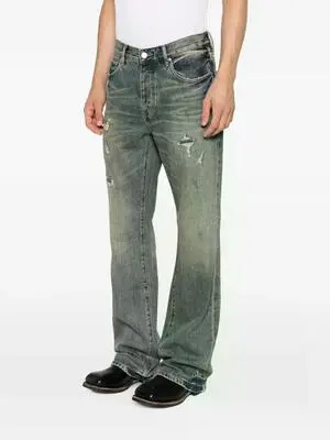 PURPLE BRAND Distressed Paisley-patch Bootcut Jeans