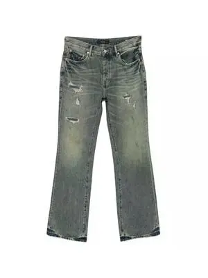 PURPLE BRAND Distressed Paisley-patch Bootcut Jeans - Blue