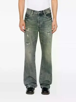 PURPLE BRAND Distressed Paisley-patch Bootcut Jeans
