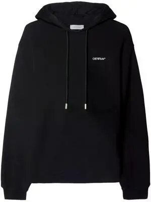 Off-White Cotton Hoodie With Logo And Floral Motif