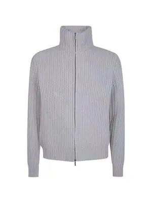 BARBA NAPOLI Zip-up Ribbed-knit Cardigan