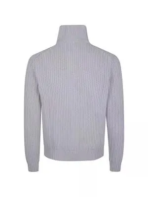 BARBA NAPOLI Zip-up Ribbed-knit Cardigan