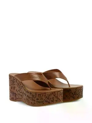 COACH Graffiti Print Wedge Slides