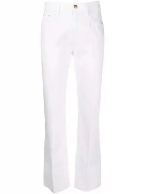Brunello Cucinelli High-waisted Flared Jeans With Turn-up Hem - White
