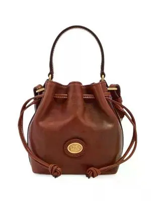 THE BRIDGE Mini Story Leather Drawstring Bucket Bag - Brown