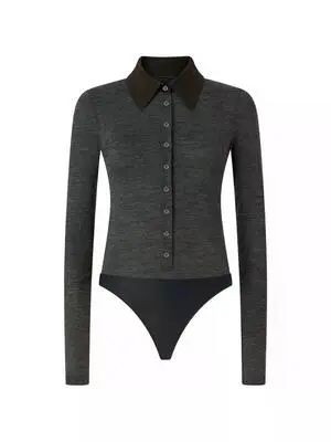 Pinko Button-down Long-sleeve Bodysuit - Grey