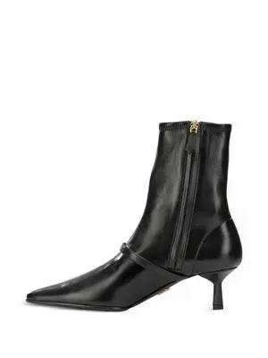 Prada Stretch Nappa Leather Ankle Boots With Metal Buckle Detail