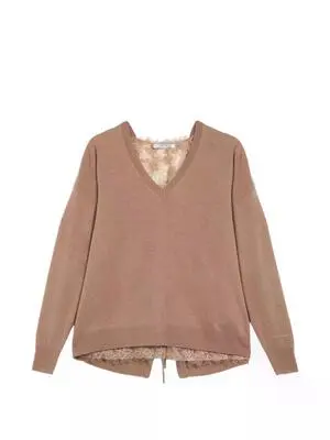 ERMANNO FIRENZE Lace-panelled Tie-fastening Sweater