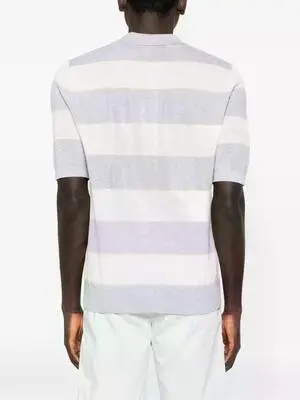Eleventy Striped Short-sleeve Polo Shirt