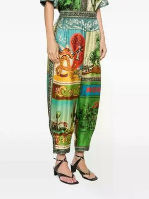 ALEMAIS Graphic-print Silk Trousers