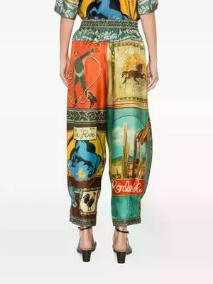 ALEMAIS Graphic-print Silk Trousers