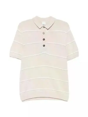 Eleventy Striped Knitted Polo Shirt
