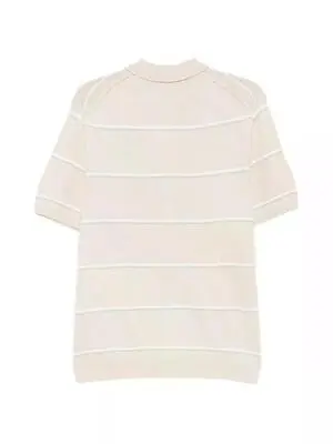 Eleventy Striped Knitted Polo Shirt