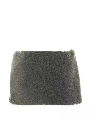 Miu Miu Teddy Texture Logo Patch Mini Skirt