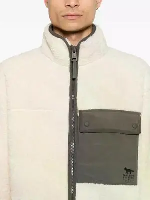 Maison Kitsuné Fleece-texture Panelled Jacket