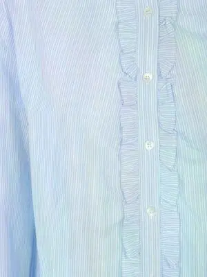 JCSOPHIE Ruffled Striped Cotton Shirt - Blue