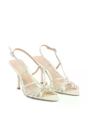 STUART WEITZMAN Crystal-embellished Satin Sandals