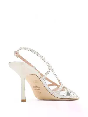 STUART WEITZMAN Crystal-embellished Satin Sandals