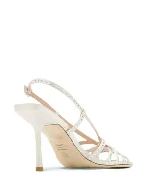 STUART WEITZMAN Embellished Satin Slingback Sandals