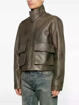 Rick Owens Funnel Neck Leather Jacket