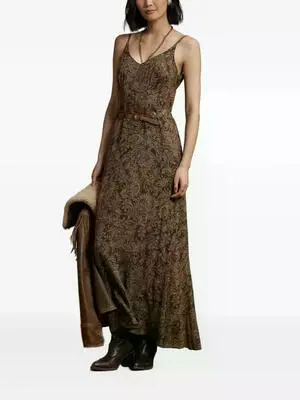 Ralph Lauren Paisley Print Silk Maxi Dress