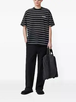 ALLSAINTS Undergorund Logo-print Horizontal-stripe T-shirt - Black
