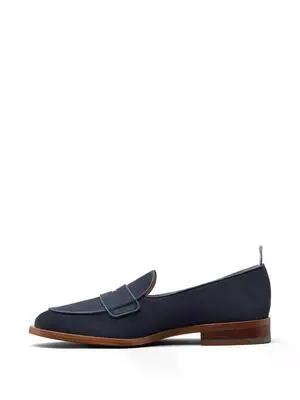 Thom Browne Suede Varsity Penny Loafers With Leather Soles