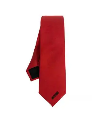 Moschino Embroidered Silk Tie - Red