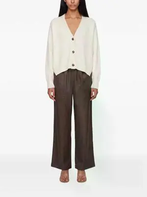 Loulou De Saison Alera Satin Wide-leg Trousers - Brown