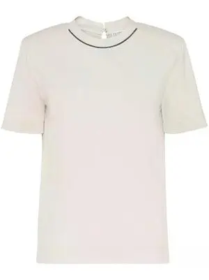 Brunello Cucinelli Monili Chain Cotton T-shirt - Neutrals