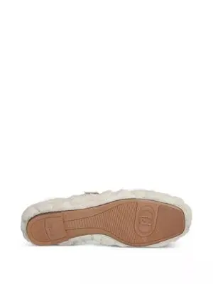 Liu Jo Synthetic Fur Ballet Flats With Buckled Strap - Neutrals