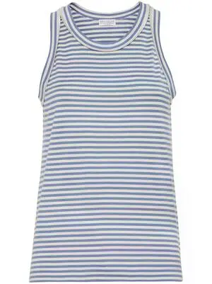 Brunello Cucinelli Striped Cotton Tank Top - Blue