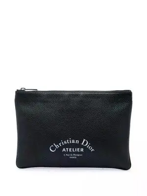 Dior Grained Calfskin Atelier Clutch Bag - Black