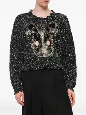 DOUBLET Acting Gas Mask Distressed Knit Sweater