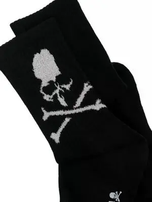 MASTERMIND WORLD Skull-intarsia Ribbed Socks - Black