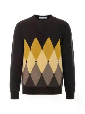BALLANTYNE Argyle Crew Neck Sweater - Brown