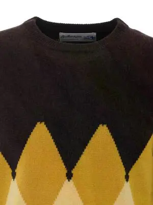 BALLANTYNE Argyle Crew Neck Sweater - Brown