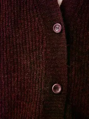 American Vintage Burgundy Ribbed Knit V-neck Cardigan