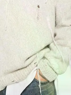 ATOMO FACTORY Distressed Crew-neck Sweater